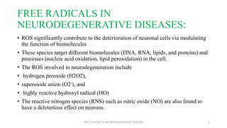 Role of Free radicals in Neurodegenerative diseases- Parkinsonism.pptx