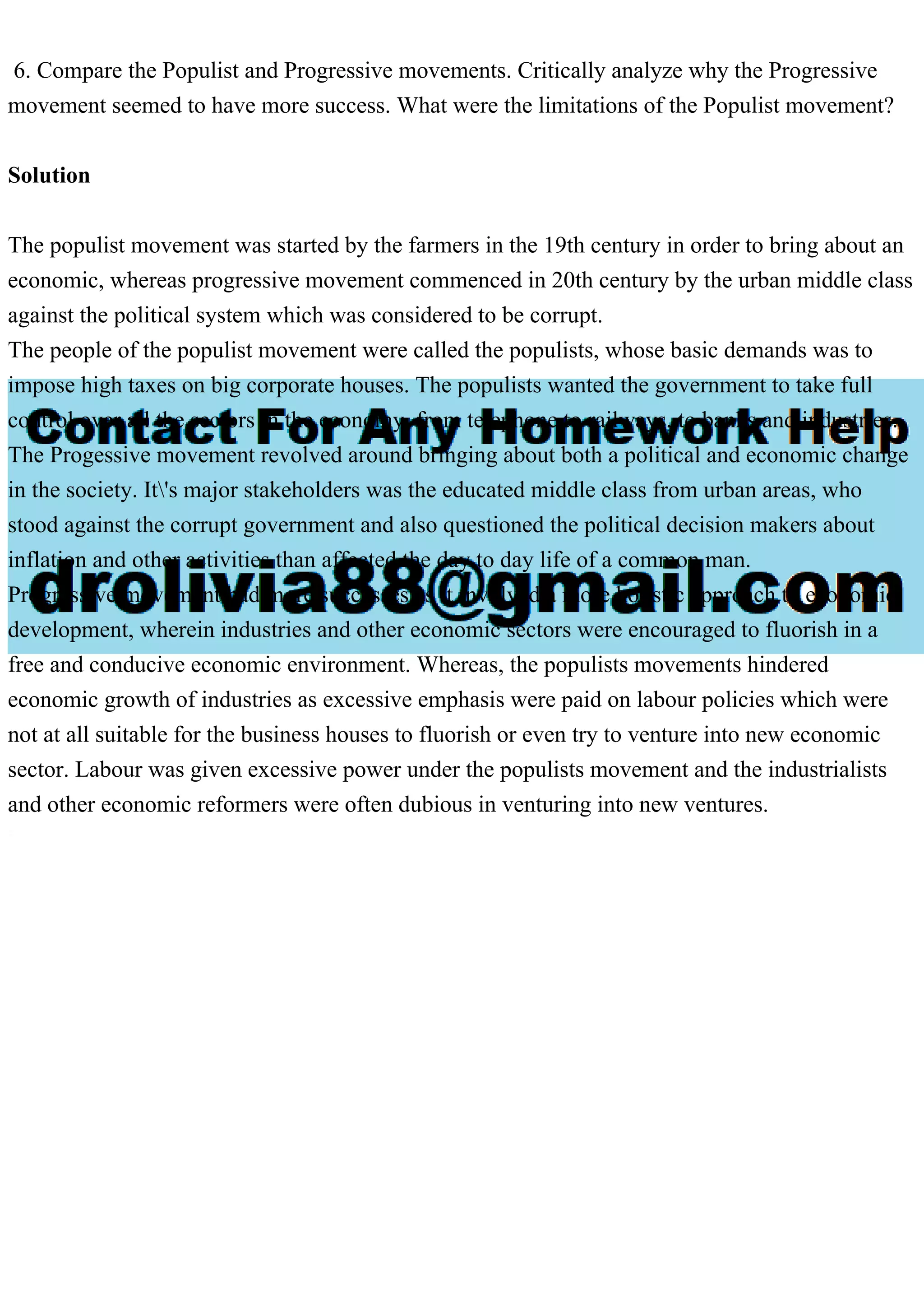 6. Compare the Populist and Progressive movements. Critically analy.pdf