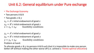 6.2 General equilibrium under pure exchange, with production and output ...