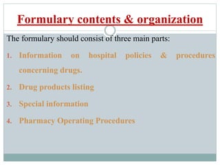 HOSPITALFORMULARY system in hospital organization | PPTX