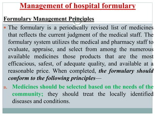 HOSPITALFORMULARY system in hospital organization | PPTX