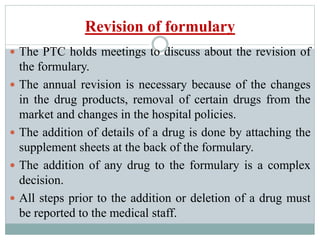 HOSPITALFORMULARY system in hospital organization | PPTX
