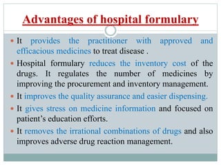 HOSPITALFORMULARY system in hospital organization | PPTX
