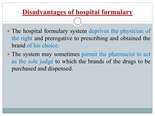 HOSPITALFORMULARY system in hospital organization | PPTX