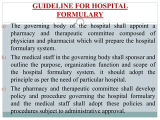 HOSPITALFORMULARY system in hospital organization | PPTX