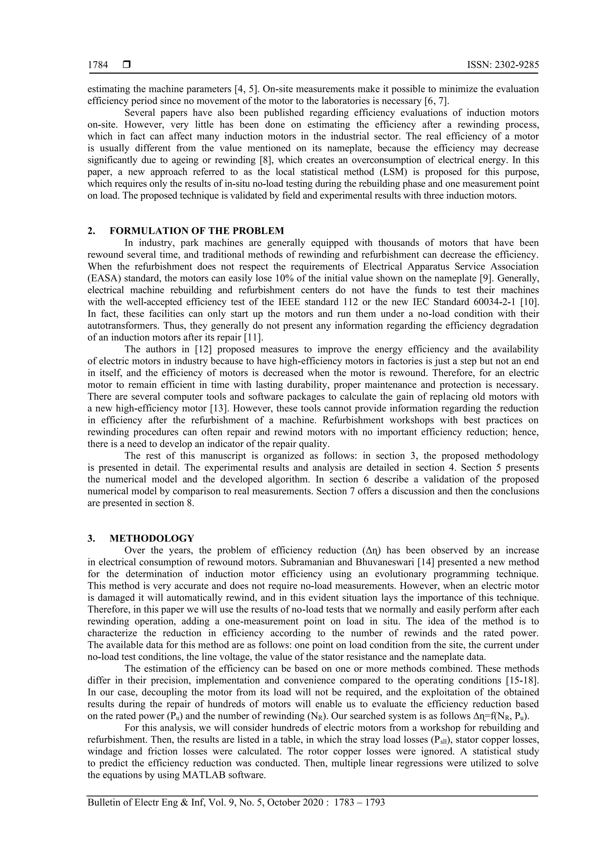 Estimation efficiency of rewound induction motors in situ using a numerical model | PDF