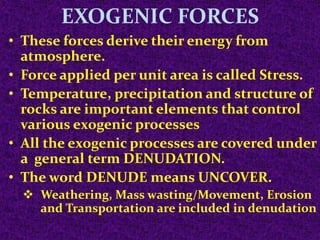 6. GEOMORPHIC PROCESSES.pptx in the land forms | PPTX