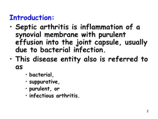 SEPTIC ARTHRITIS AND MANAGEMENT PROTOCOL.ppt