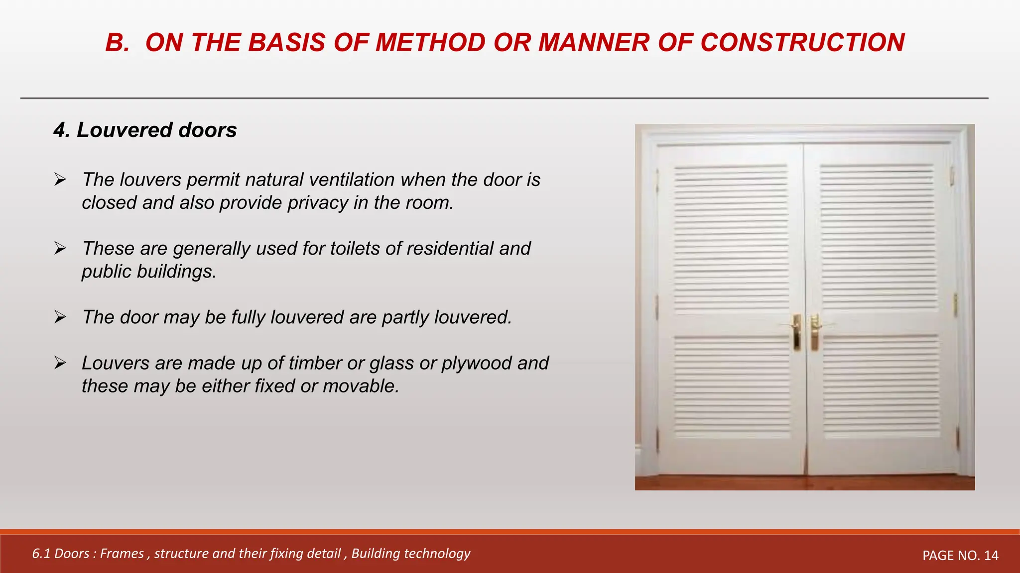 6.1 Doors - Frames, shutters and their fixing detail.pptx