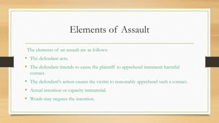 Lecture on Assault in the law of tortpptx | PPTX