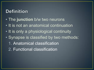 Synapse , physiology of synapses in very easy way | PPTX