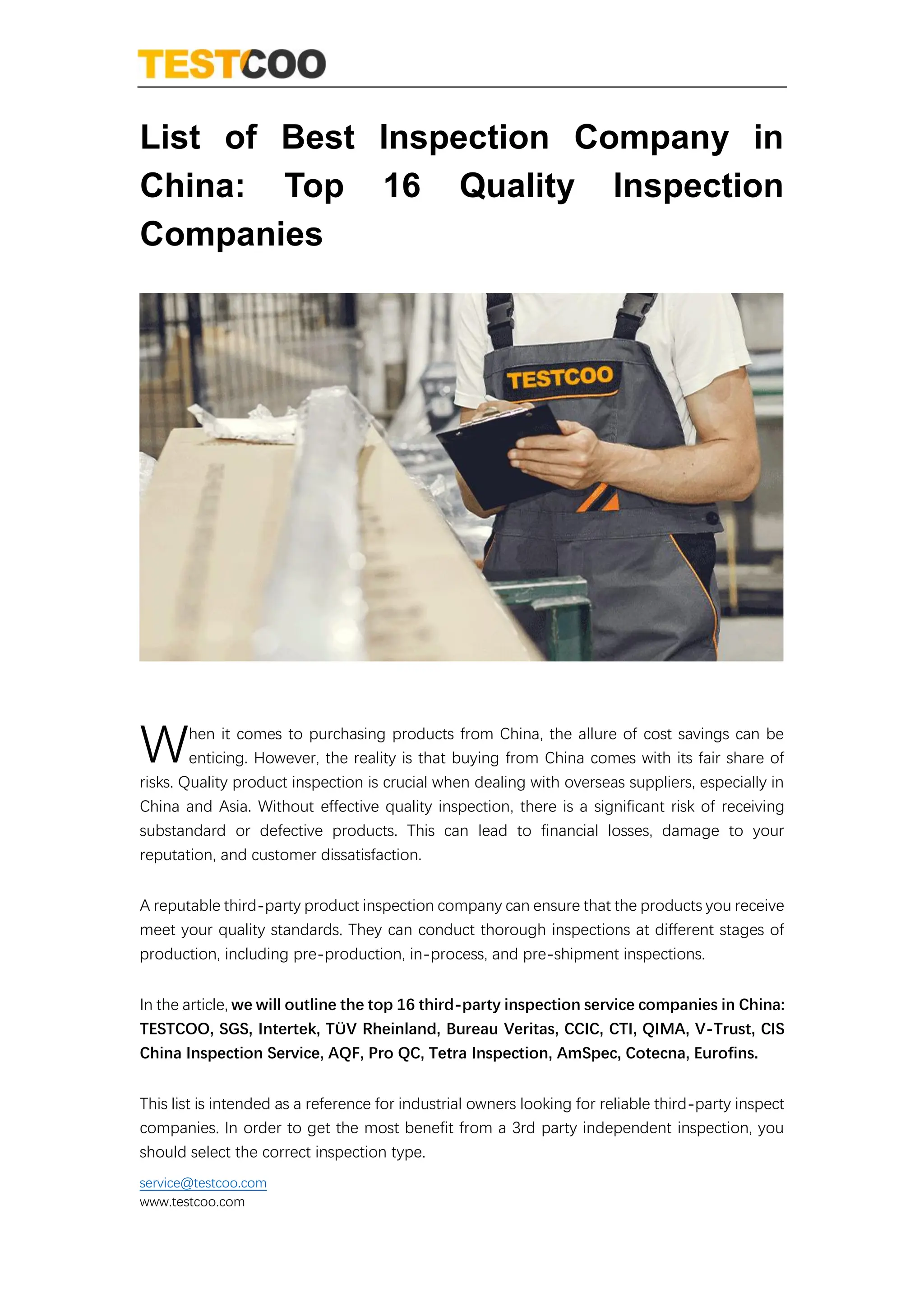List of Best Inspection Company in China-Top 16 Quality Inspection ...