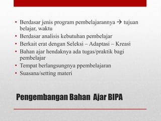 Materi pembelajaran BIPA dan pengembangannya | PPTX