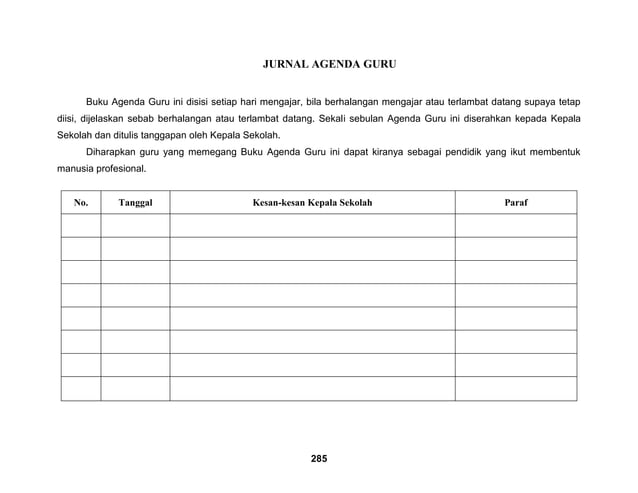 Jurnal harian Guru Mengajar di kelas setiap harinya | DOC