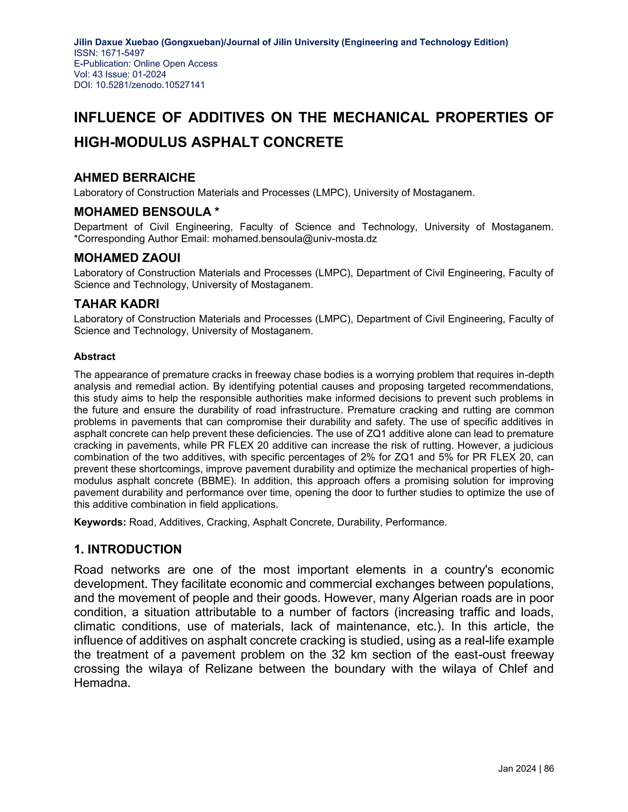 INFLUENCE OF ADDITIVES ON THE MECHANICAL PROPERTIES OF HIGH-MODULUS ...