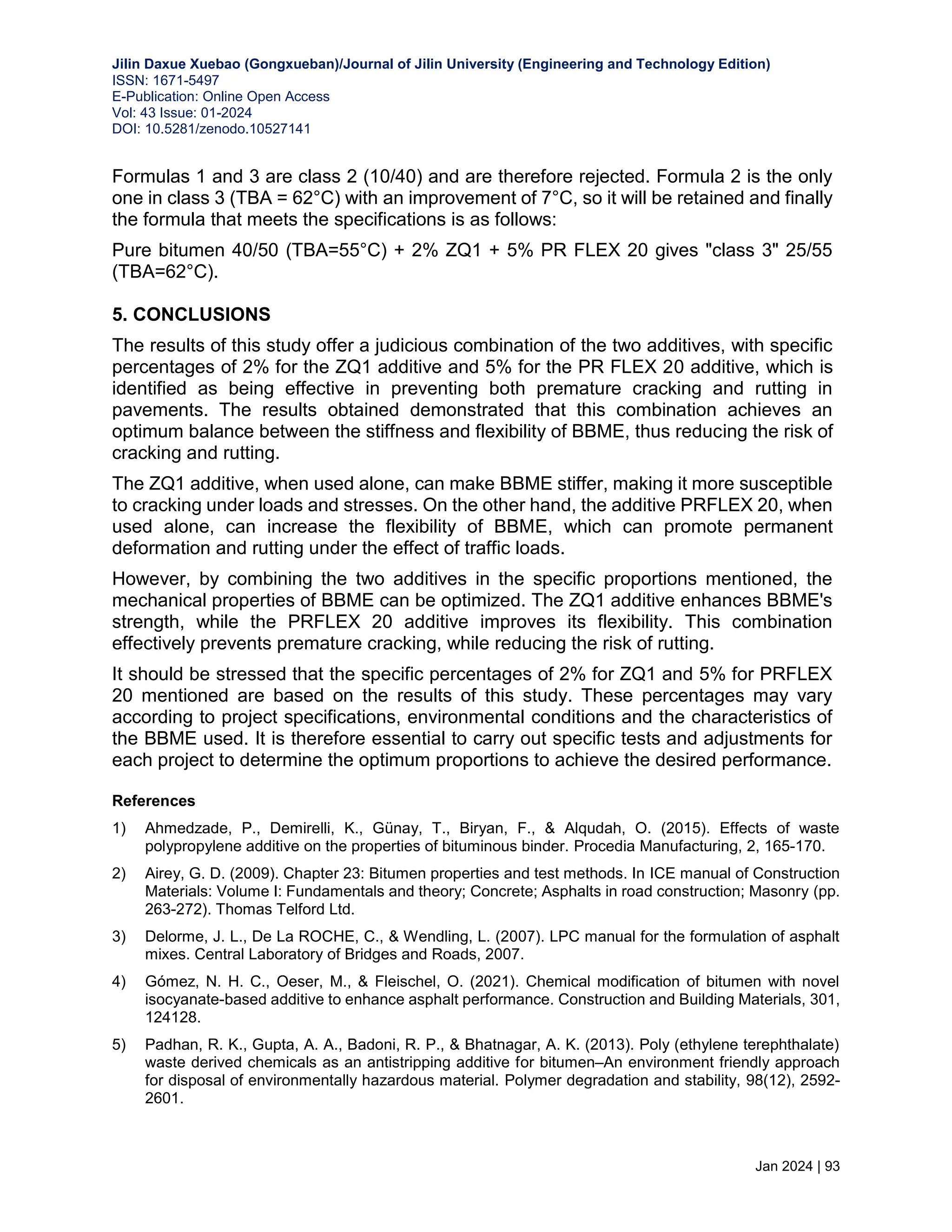 INFLUENCE OF ADDITIVES ON THE MECHANICAL PROPERTIES OF HIGH-MODULUS ...