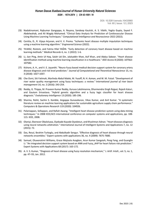CARDIOVASCULAR DISEASE DETECTION USING MACHINE LEARNING AND RISK CLASSIFICATION BASED ON FUZZY ...