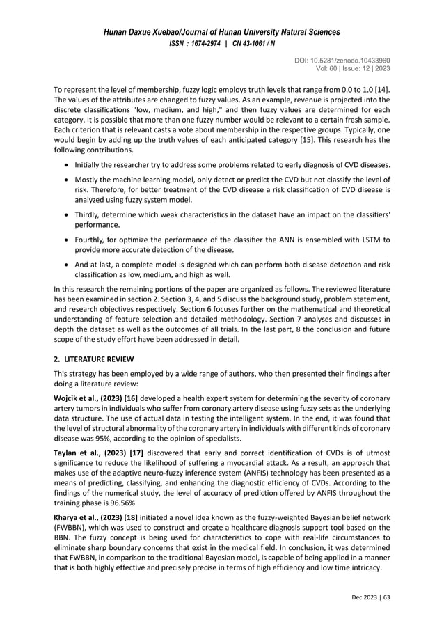 CARDIOVASCULAR DISEASE DETECTION USING MACHINE LEARNING AND RISK CLASSIFICATION BASED ON FUZZY ...
