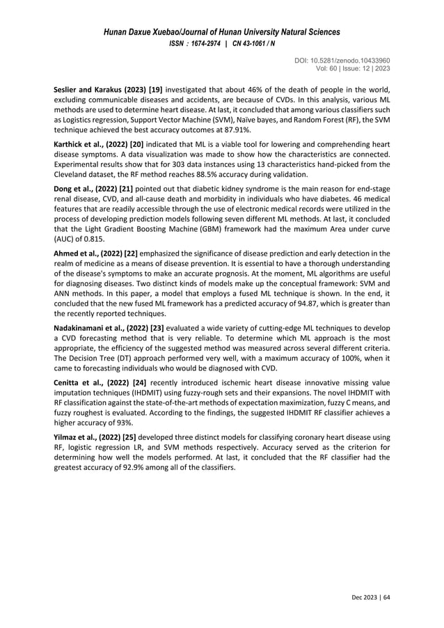 CARDIOVASCULAR DISEASE DETECTION USING MACHINE LEARNING AND RISK CLASSIFICATION BASED ON FUZZY ...