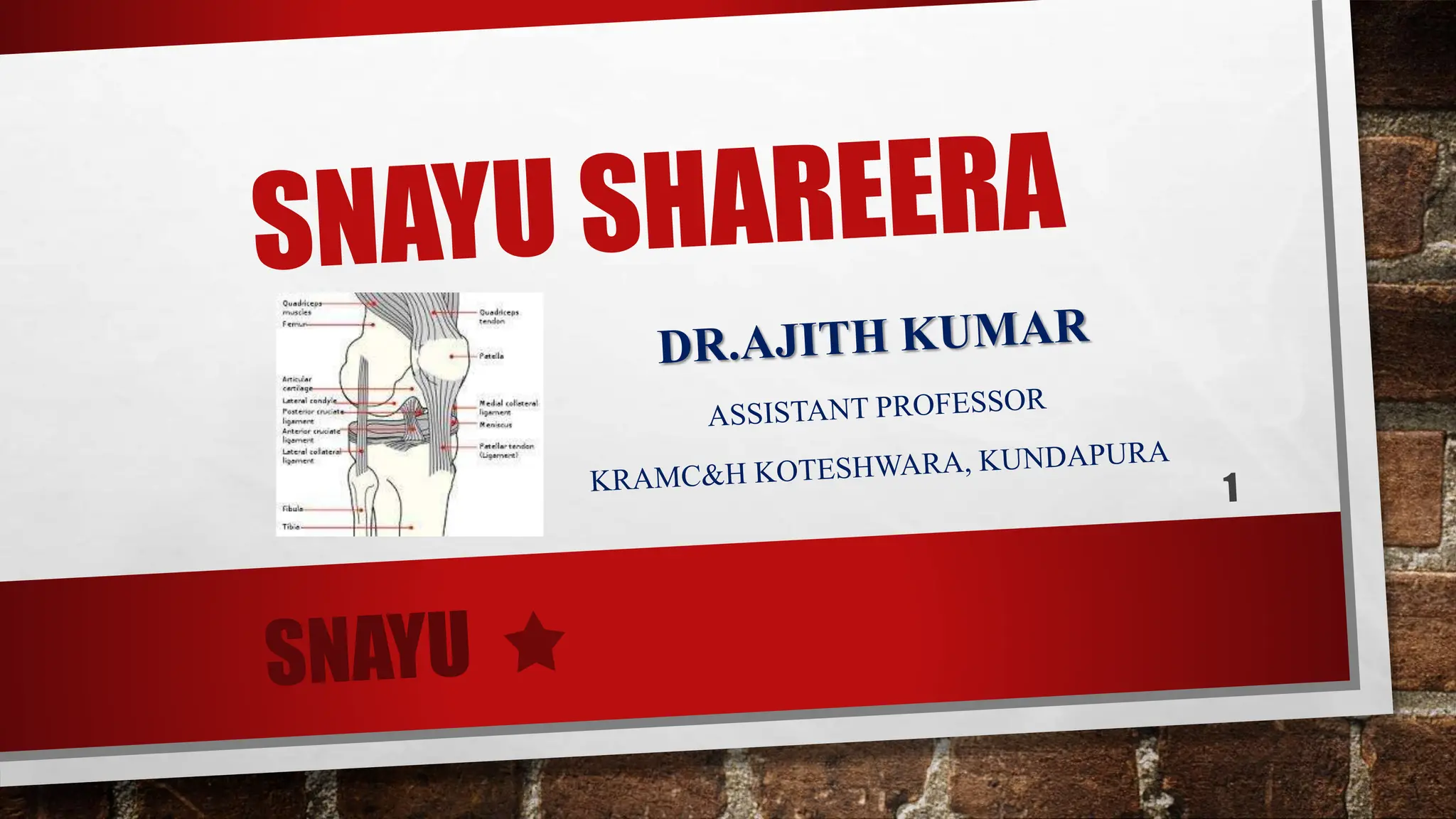 SNAYU SHAREERA OF SHAREERA RACHANA BY DR AJITH KUMAR | PPTX