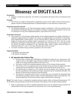 BIOLOGICAL ASSAY OF ANTIBIOTICS , VITAMIN D , DIGOXIN & INSULIN | PDF