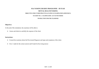 6. OSPE - FOR MENTAL HEALTH NURSING (5th semester B.Sc Nursing students ...