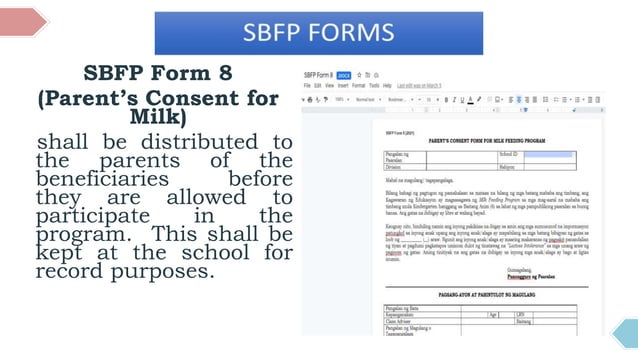 6. SBFP-FORMS-2021-2022.pptx FOR NUTRITION AND HEALTH | PPTX | Food & Drink