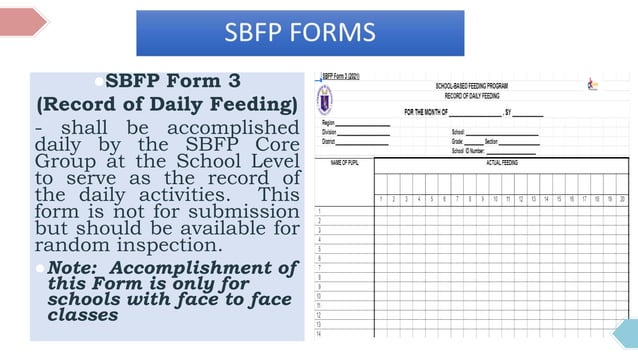 6. SBFP-FORMS-2021-2022.pptx FOR NUTRITION AND HEALTH | PPTX | Food & Drink