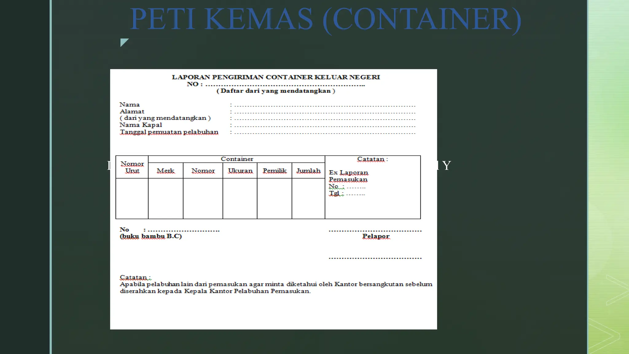 PPT PETI KEMAS CONTAINER KEPELABUHANANNN | PPT