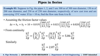 Pipe Networks series and parallel pipes. | PDF