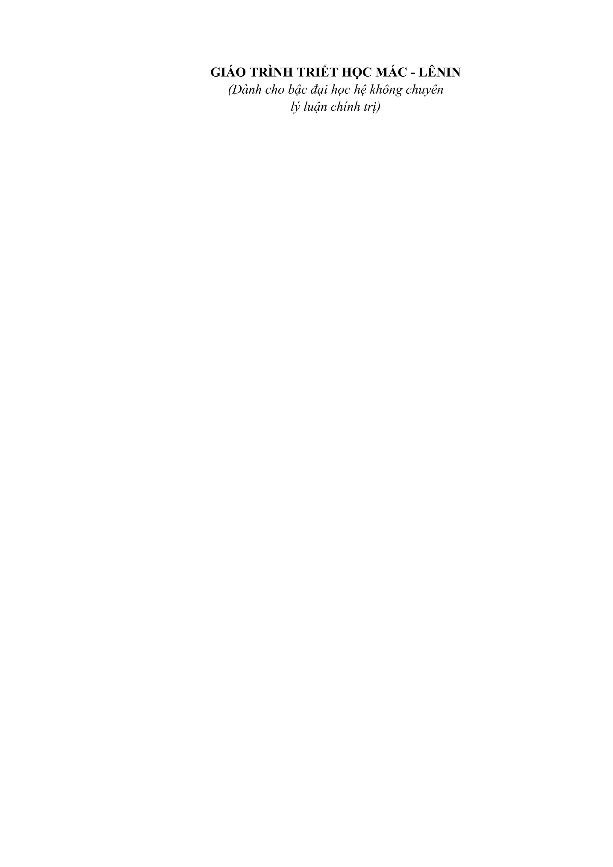 GIAO TRINH TRIET HOC MAC - LENIN (không chuyên) | PDF