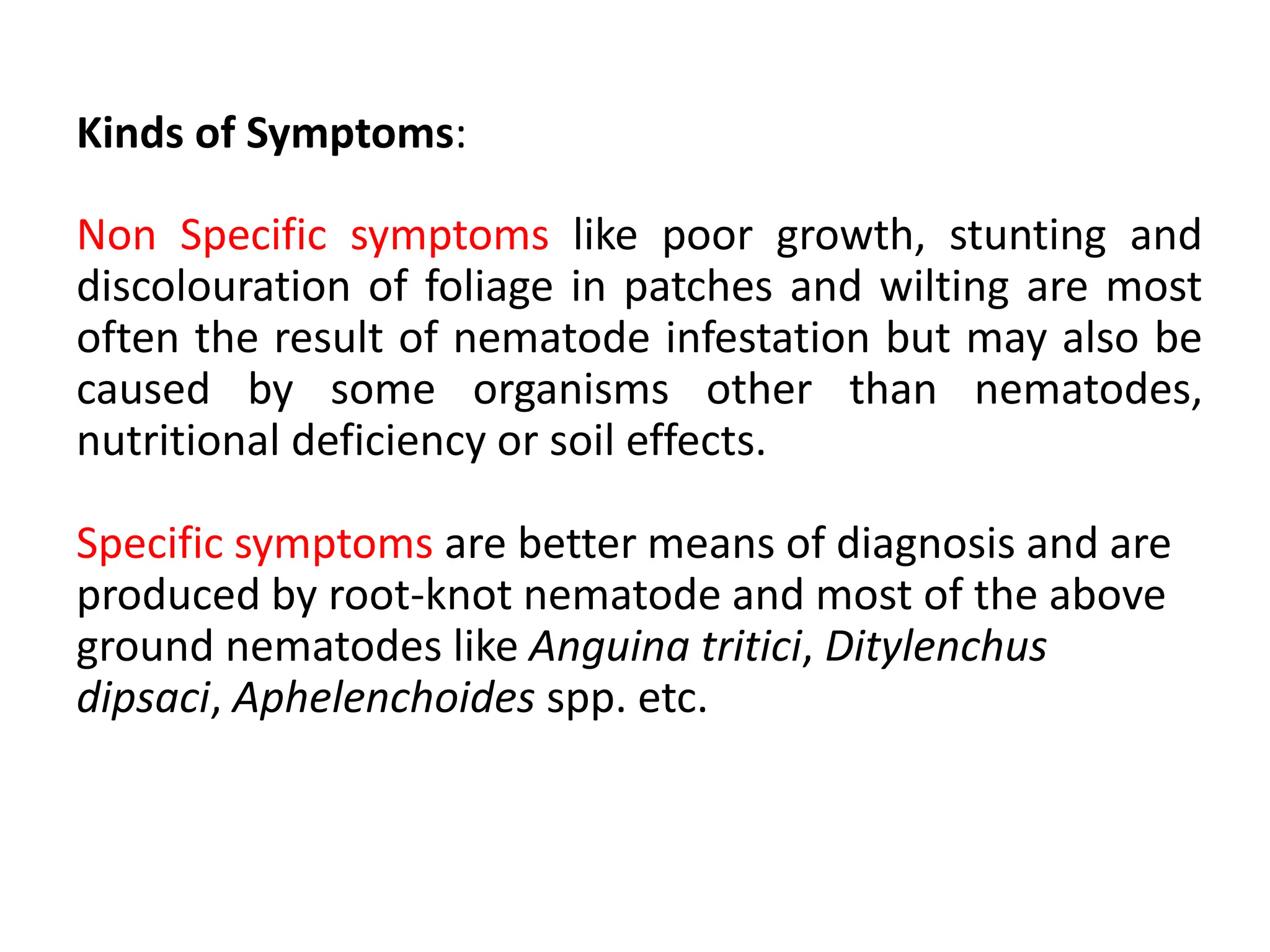 Symptoms caused by nematodes and its management | PPTX