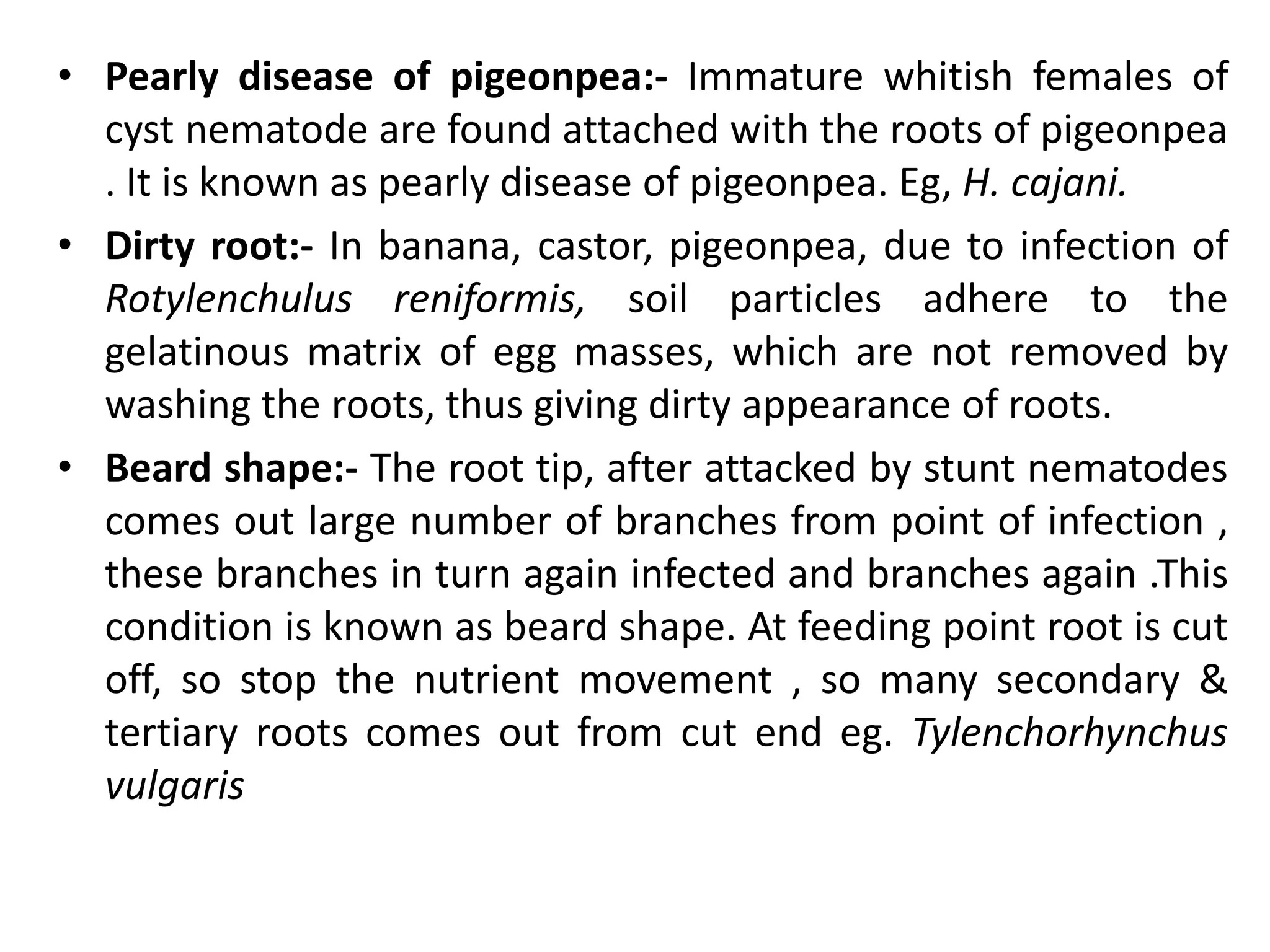 Symptoms caused by nematodes and its management | PPTX