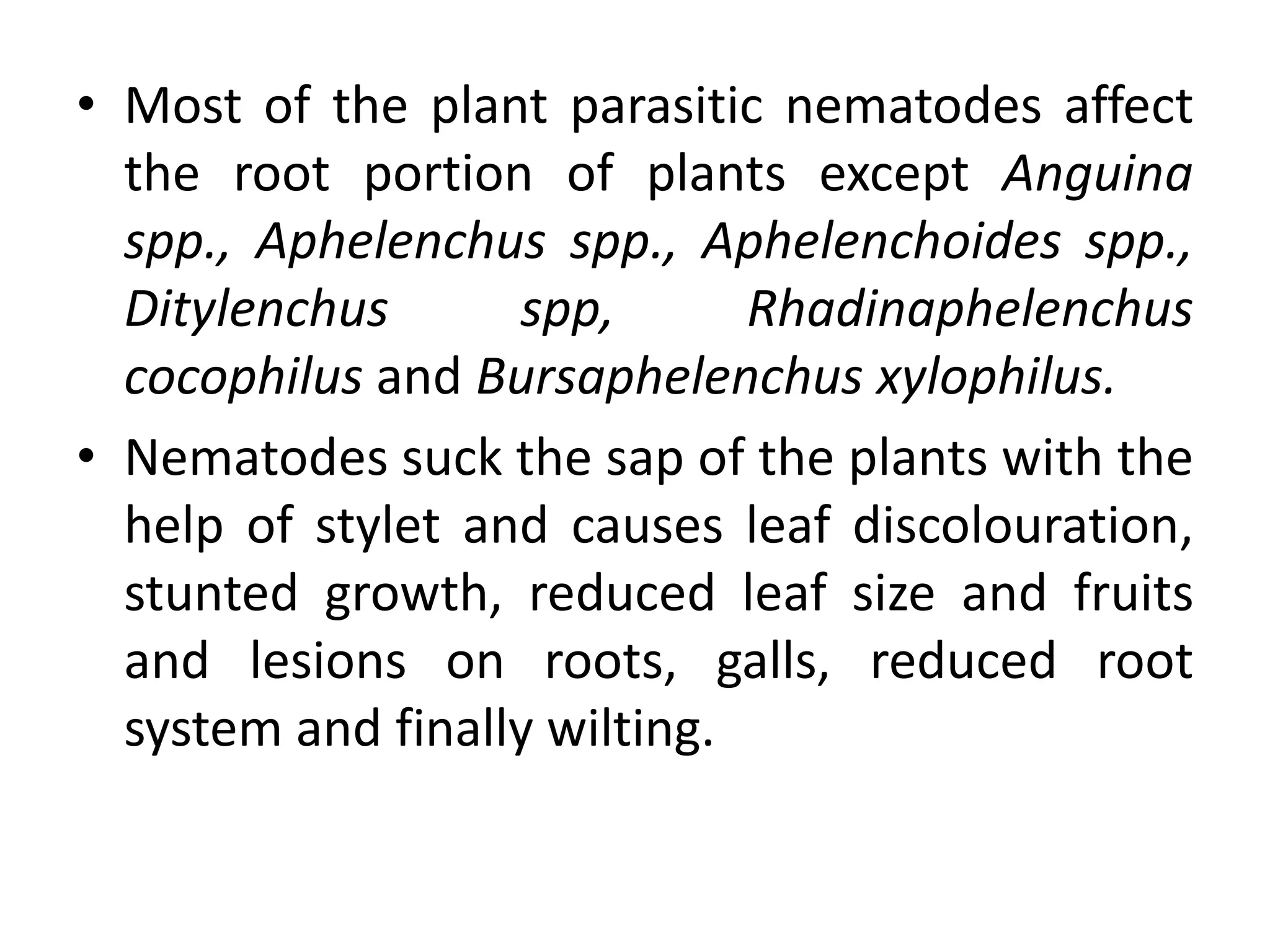 Symptoms caused by nematodes and its management | PPTX