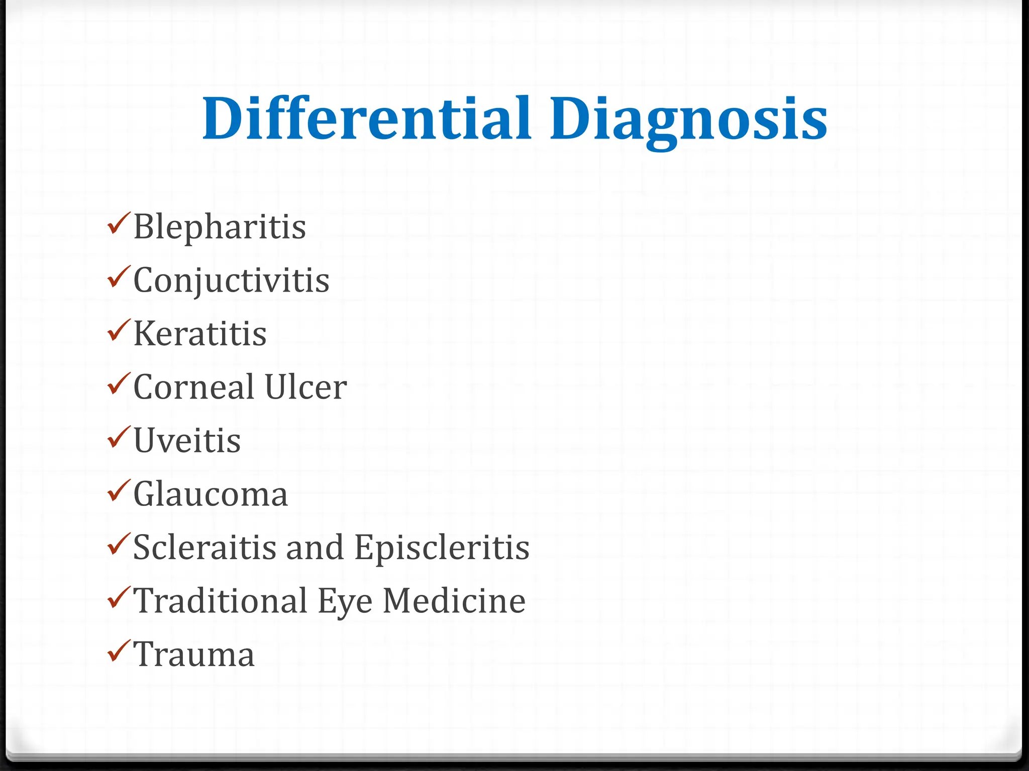 Red eye with Differentials and sample causes | PDF