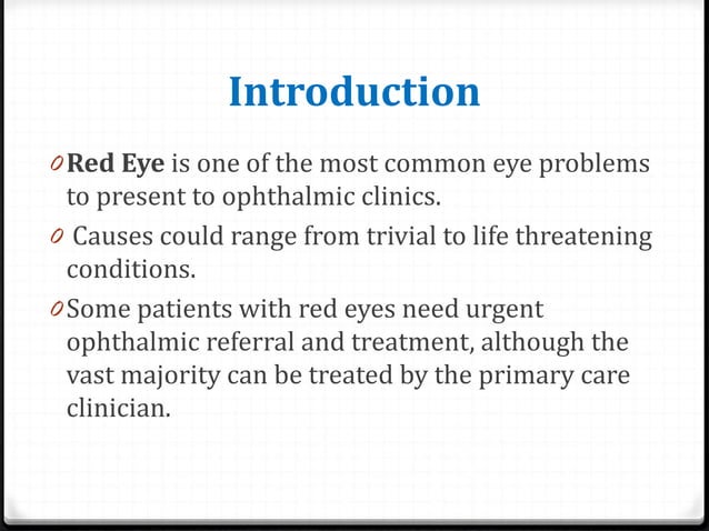 Red eye with Differentials and sample causes | PPT