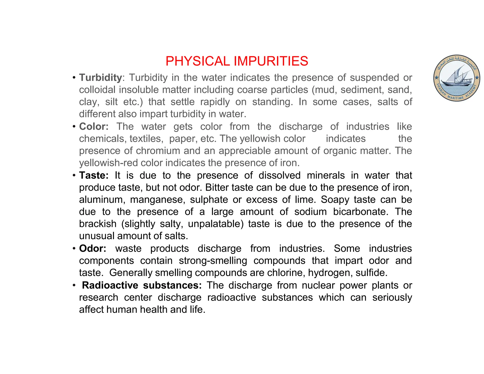Types of physical impurity present in water | PPT