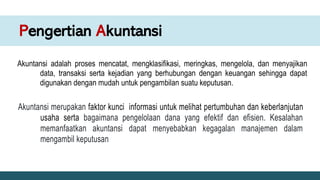 Akuntansi adalah proses mencatat, mengklasifikasi, meringkas, mengelola ...