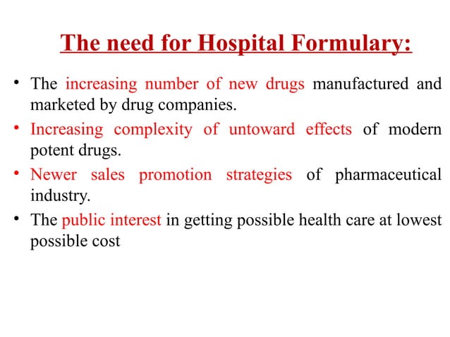HOSPITAL FORMULARY by Nithin Manohar.pptx