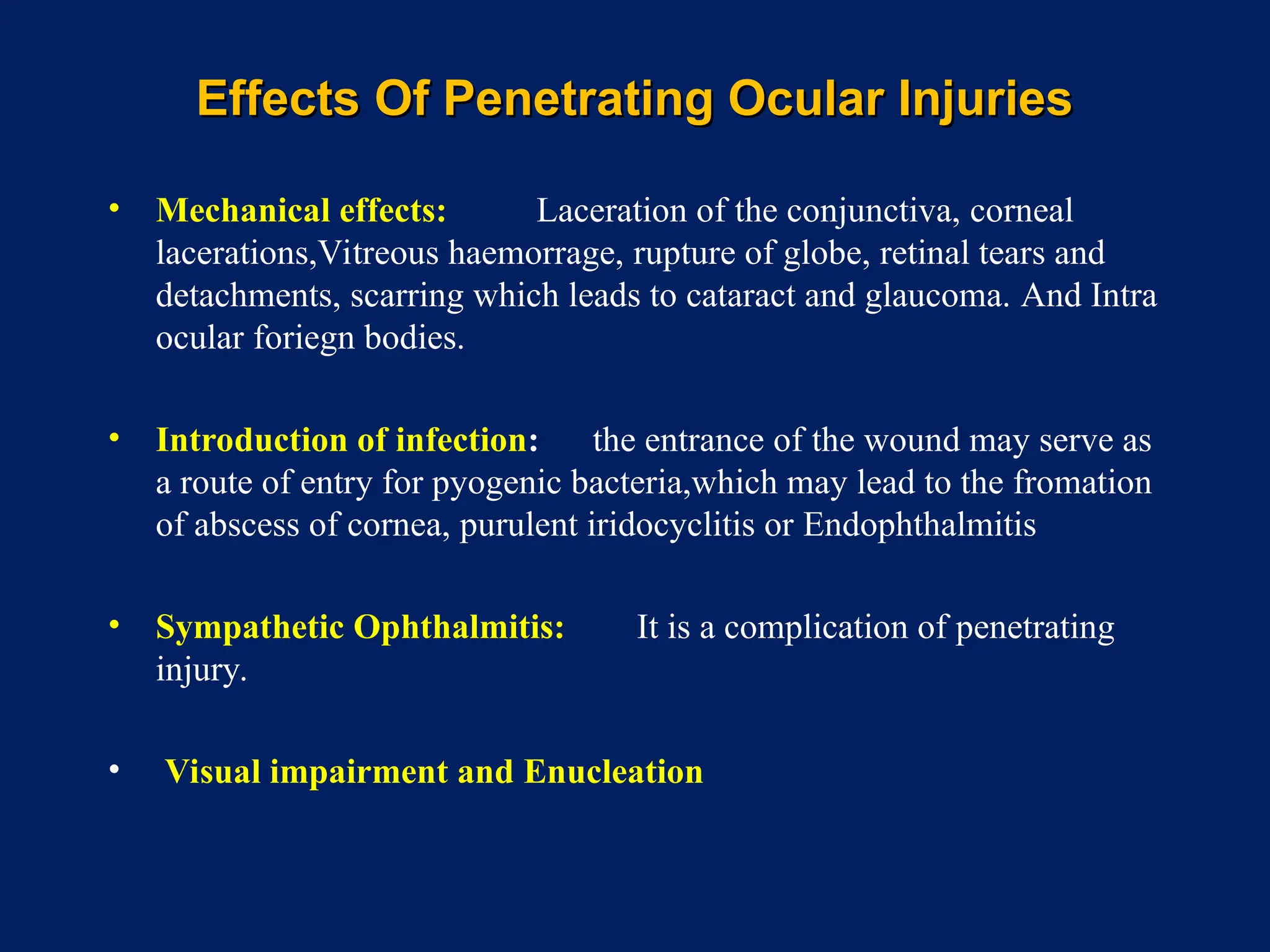 Penetrating Eye Injuries - Introduction, types and Management | PPT