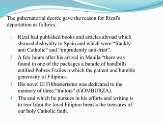 Rizal's second homecoming in the philippines | PPTX