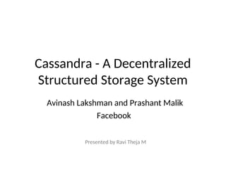 in this ppt the basic details of cassandra database | PPT