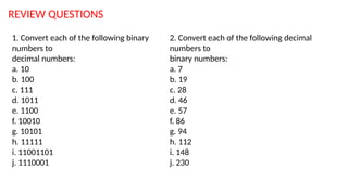 6. Number Systems conversion from binary, decimal, octal etc | PPTX