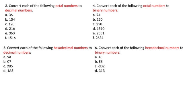 6. Number Systems conversion from binary, decimal, octal etc | PPT