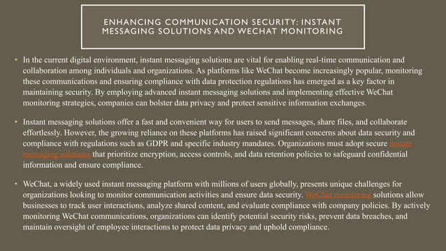 Enhancing Communication Security Instant Messaging Solutions And