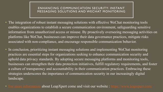 Enhancing Communication Security Instant Messaging Solutions And