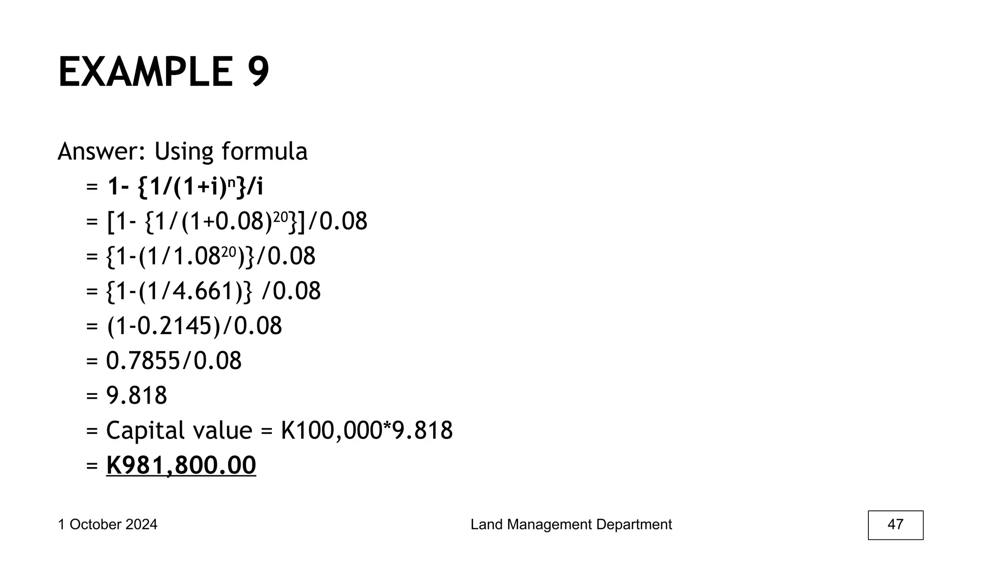 The valuation mathematics PowerPoint .pp