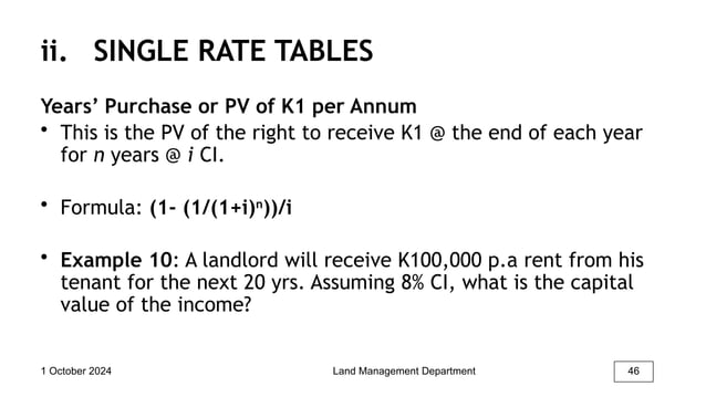 The valuation mathematics PowerPoint .pp