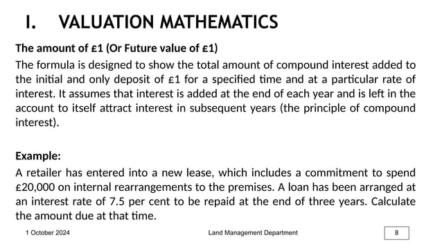 The valuation mathematics PowerPoint .pp