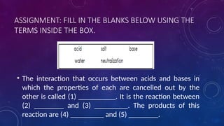 Grade 7 Science Quarter 1 Acids and Base | PPTX